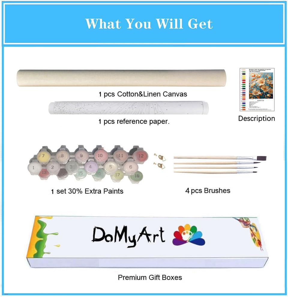 DoMyArt Paint by Numbers Kit for Adults, DIY Acrylic Painting on Canvas Home Decor Wall Art (Street)