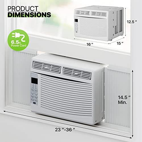 Magshion 6K BTU Window Air Conditioner, AC Window Unit with Remote Control and Washable Filter, Quiet Operation, Ideal for Rooms up to 450 Square Feet