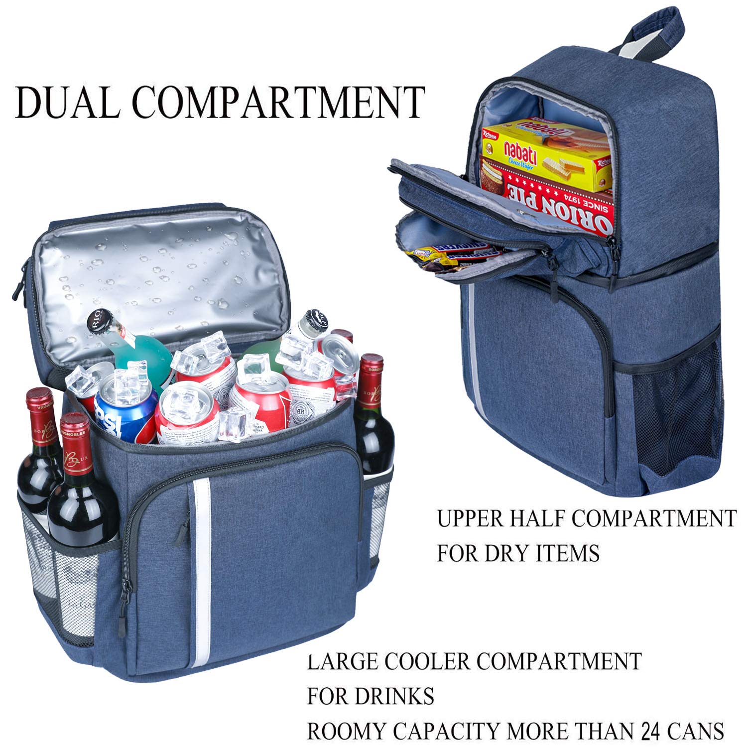 FORICH Backpack Cooler Leakproof Insulated Waterproof Backpack Cooler Bag, Lightweight Soft Beach Cooler Backpack for Men Women to Work Lunch Picnics Camping Hiking, 30 Cans