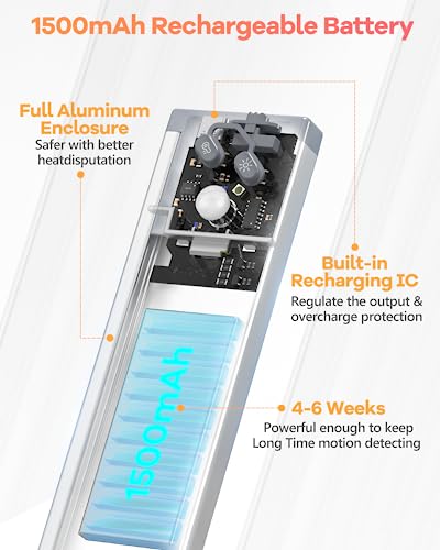 Under Cabinet Lights Rechargeable 40 LED Closet Lights, 3 Color Temperatures Dimmable Motion Sensor Lights Indoor, Wireless Magnetic Night Lighting for Kitchen, Wardrobe, Cupboard, Drawer, 2 Packs
