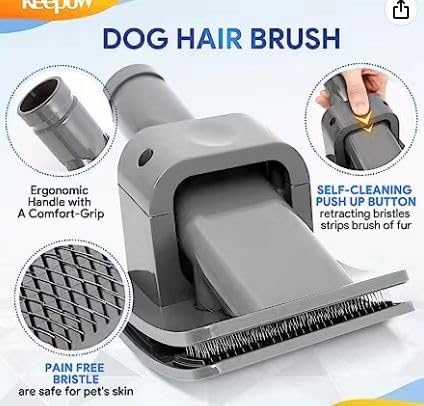 Dog Grooming and Pet Deshedding Vacuum Brush Kit for Dyson V7 V8 V10 V11 V15 Absolute Animal Vacuum Cleaners Grooming Tool Brush Attachment Extention Hose & Trigger Lock (Groom Tool Attachment)