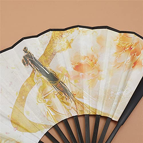 HACIEN Ornaments Hanfu Bamboo Folding Fan, Foldable Ancient, Hand Foldable Fan, 2 Printed Sides, Cosplay Costume Portable Folding Fan