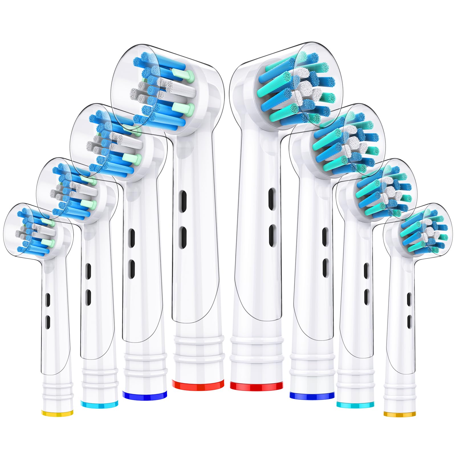 FIRIK Toothbrush Heads Replacement Compatible with Oral B: 8 Pack Professional Brush Head Refills for Braun Pro 1000/3000/5000/7000/8000/9000, Floss Action & Cross Action with Hygienic Caps