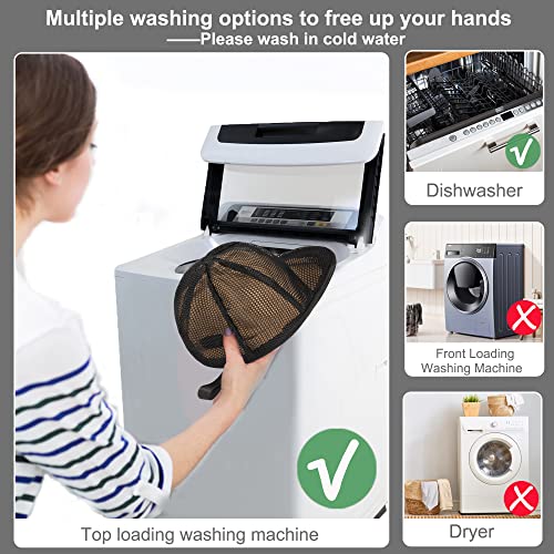 MAGTSMEI Hat Cleaner, Baseball Caps Hat Washer for Washing Machine, Foldable Washing Hat Cage Protector Holder for Flat & Curved Hats, Hat Rack/Organizer for Dishwasher, 2 Pack Black
