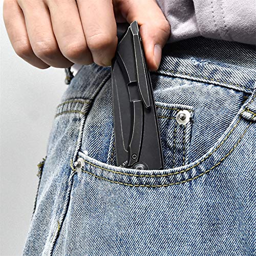 Kizer Black Stonewashed S35VN Blade Pocket Knife, Titanium Handle Folding Knife,M_STEALTH Ki3564A1
