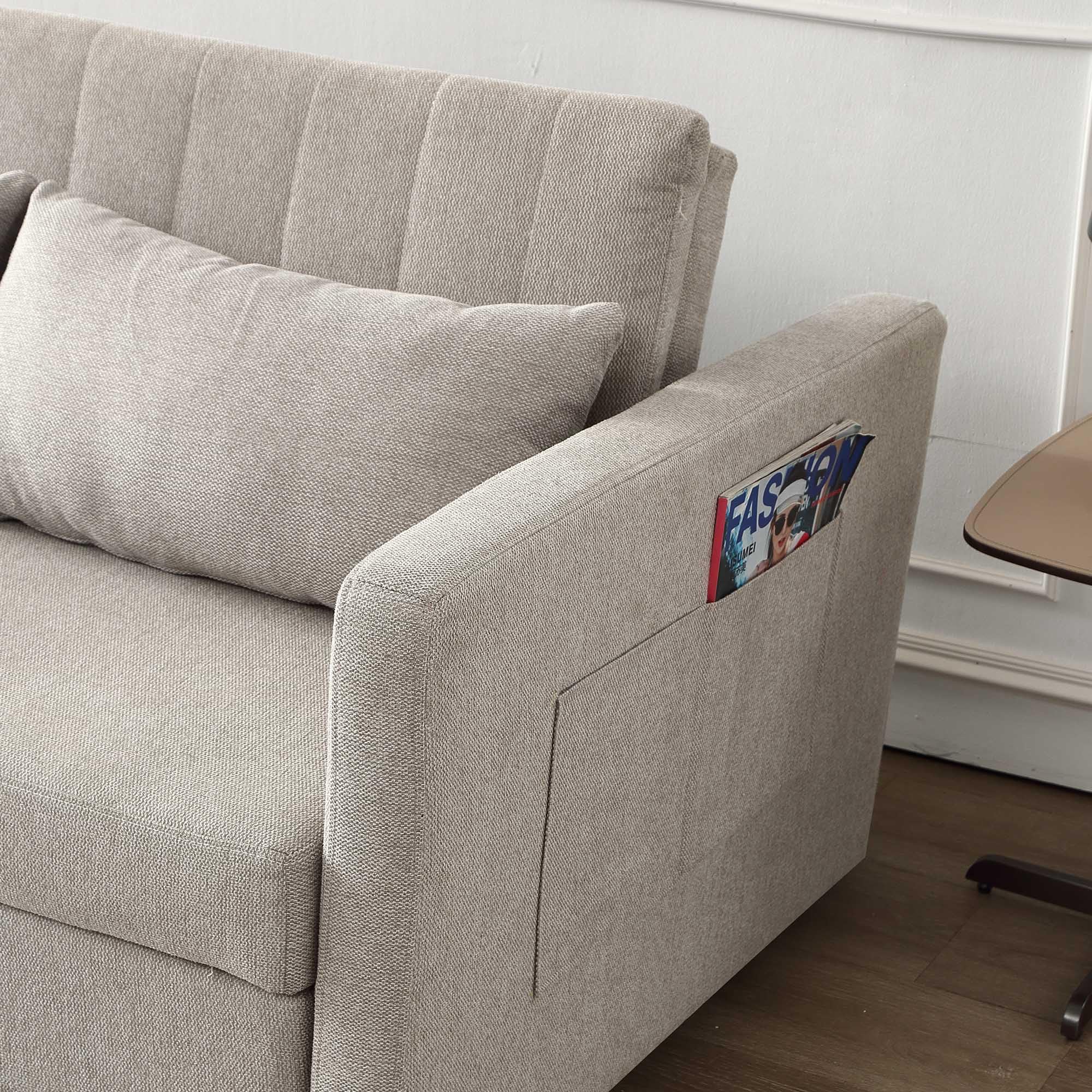 N NOORDENIYA Convertible Sleeper Sofa Bed, 3 in 1 Multifunctional Loveseat Sofa Bed, Pull Out Sleeper Couch Bed with Adjustable Backrest, Modern Sofa Bed for Home Small Space Living Room,Light Grey