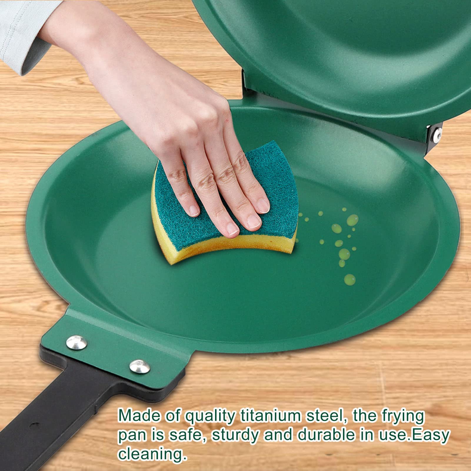 nikusaz Double Side Steel Coating Flip Frying Pan,Durable Pancake Maker, Non-Stick Household Kitchen Cookware for Home Kitchen