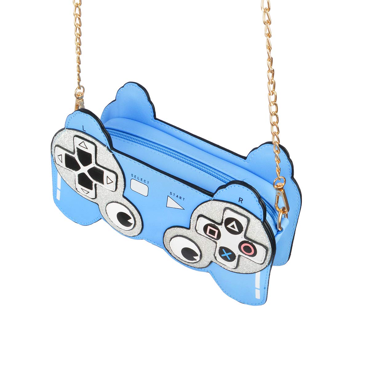 Gamepad Shaped Crossbody Bag, Fashionable Novel Unique Girl Women Shoulder Bag with Chain Strap (blue)