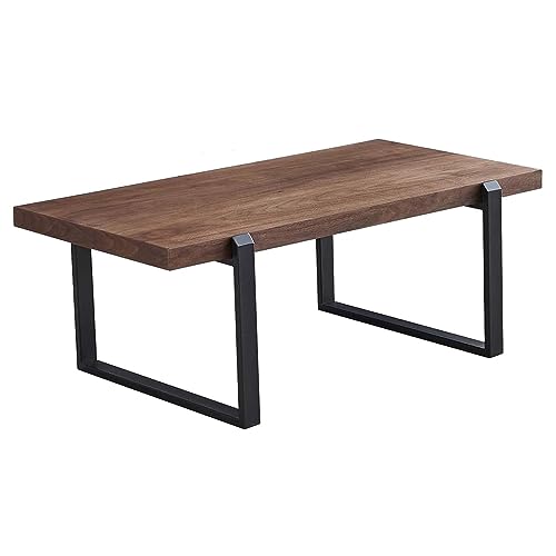 Wooden Coffee Table End Table Modern Cocktail Table Natural Wood Center Table for Living Room Industrial Metal Farmhouse Solid Real Wooden Tea Table (23.62"×51.18"×17.71")