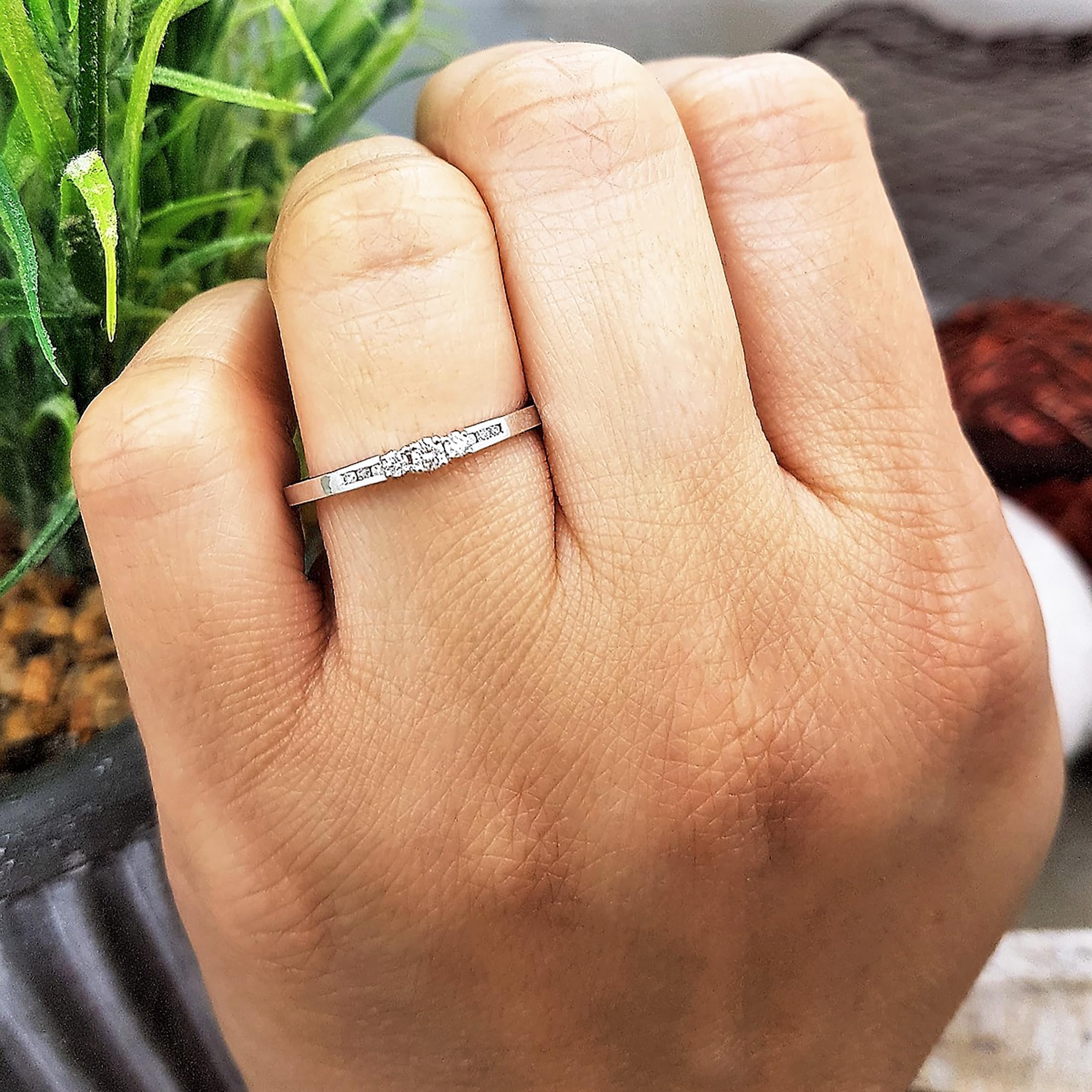 Dazzlingrock Collection 0.13 Carat (ctw) Round White Diamond Ladies Bridal Promise 3 Stone Engagement Ring, 10K White Gold, Size 7