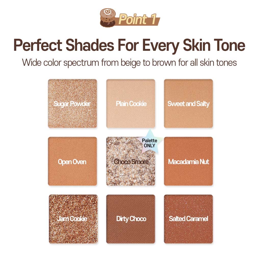 ETUDE Play Color Eyes #Cookie Chips | 9 Shade Eyeshadow Palette With Daily Brown & Sparkly Glitter Colors | Easy- Blendable Daily Eye Palette | K-beauty