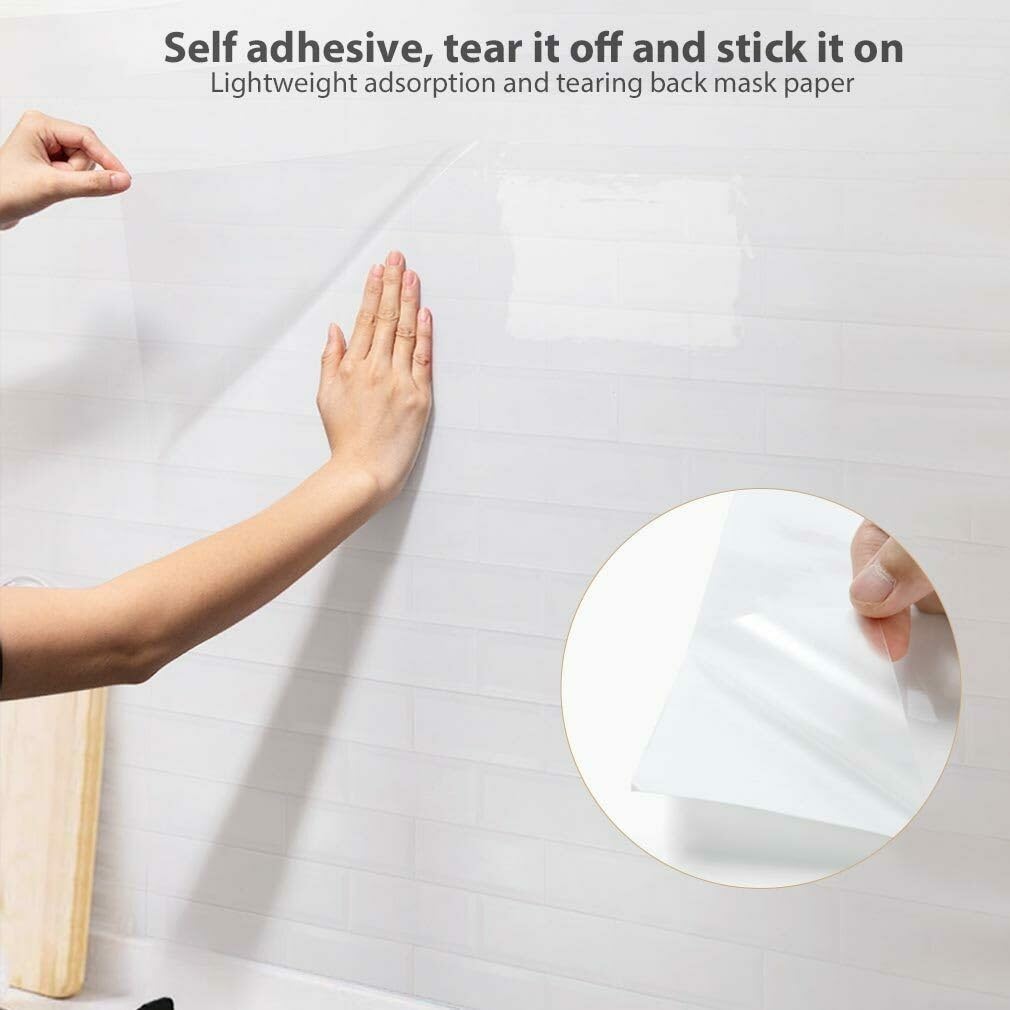 FACULX Kitchen Backsplash Wall Protector Transparent Adhesive Film Kitchen Oil Proof Sticker Self-Adhesive Protective Film Removable Paper for Cupboard Household 60cmX3mX0.1mm
