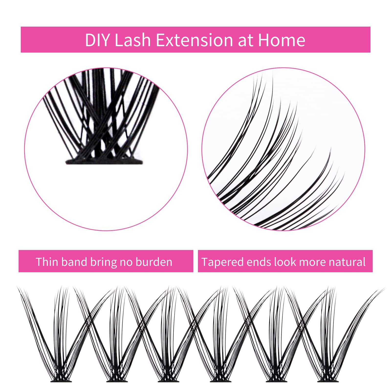 Fadlash DIY Lash Cluster individual Eyeslash Extension Volume Lash Clusters Thick Band Wispy Natural Eyelash Extension,Large Tray (40D-0.07-D, 8-16mm)