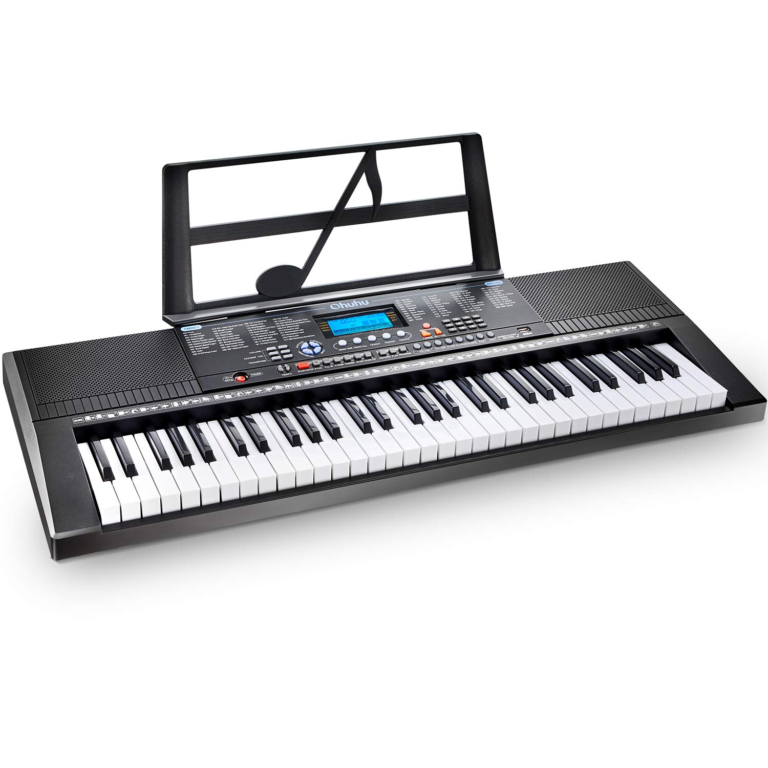 Electric Keyboard Piano 61 Keys, Ohuhu Musical Piano Keyboard with Headphone Jack, USB Port & Teaching Modes for Beginners