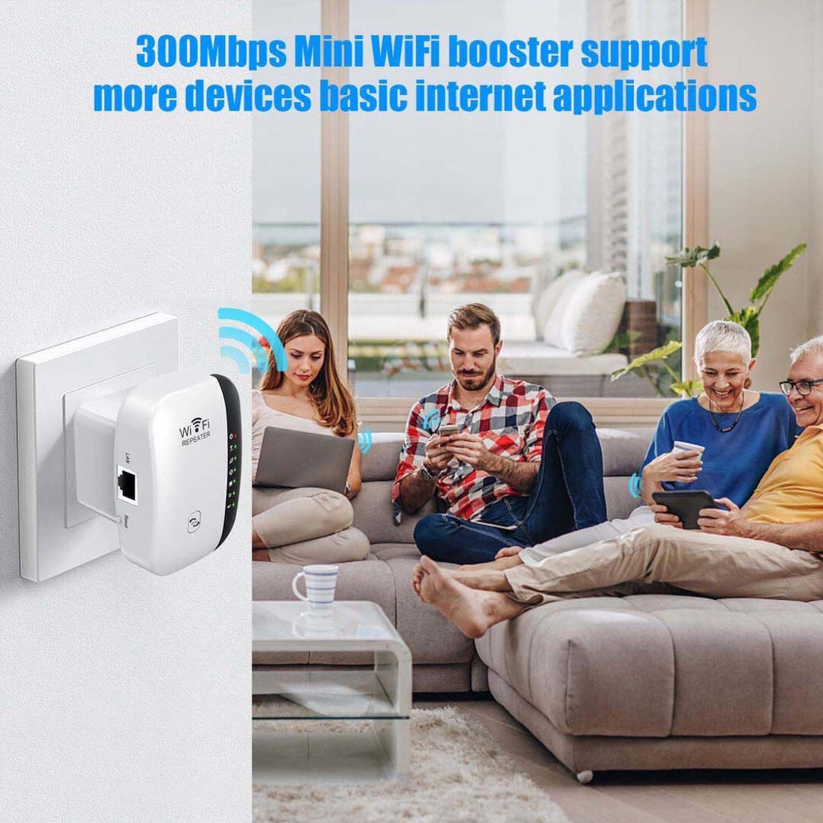 Hopeg 300Mbps WiFi Extender WiFi Repeater, Mini Internet Booster for Home, Wireless Internet Repeater and Signal Amplifier, Support More Devices Basic Internet Applications