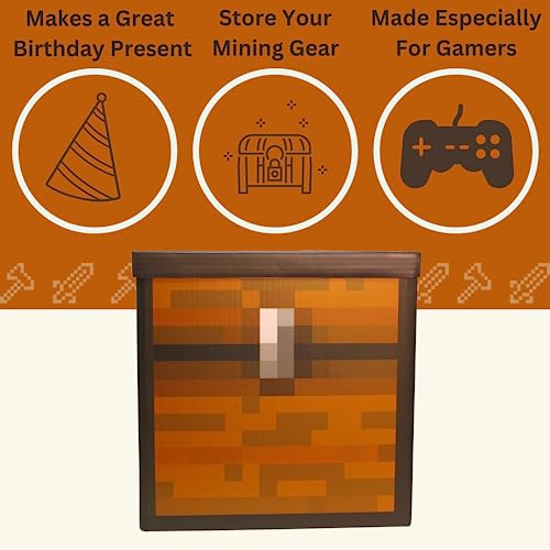 Large 14 x 14 Pixelated Box - Chest | Birthday Party Supplies | Storage Decoration and Prop, Big Birthday Box | Storage Bin Chest With Lid Gift Accessory (Chest Block)
