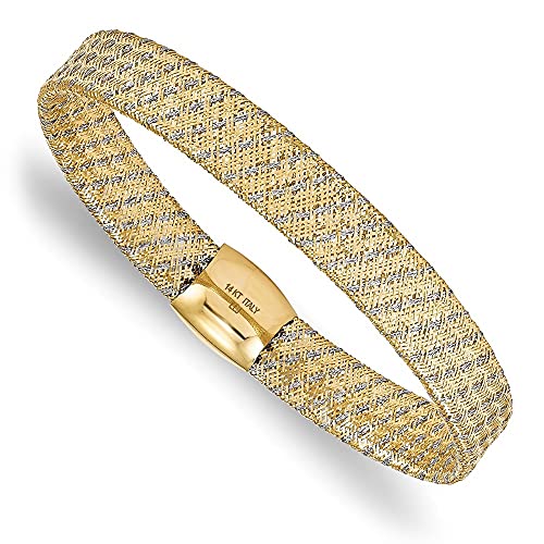 Diamond2Deal Solid 14k Two-Tone Fancy Stretch Bangle Bracelet for Women