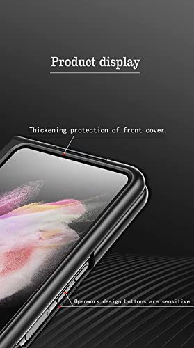 HQB-STAR Galaxy Z Fold 3 5G Case with Pen Holder,Z Fold 3 Leather Case,Luxury Business Pu Leather Case with Pen Slot for Samsung Galaxy Z Fold 3 5G (Black)
