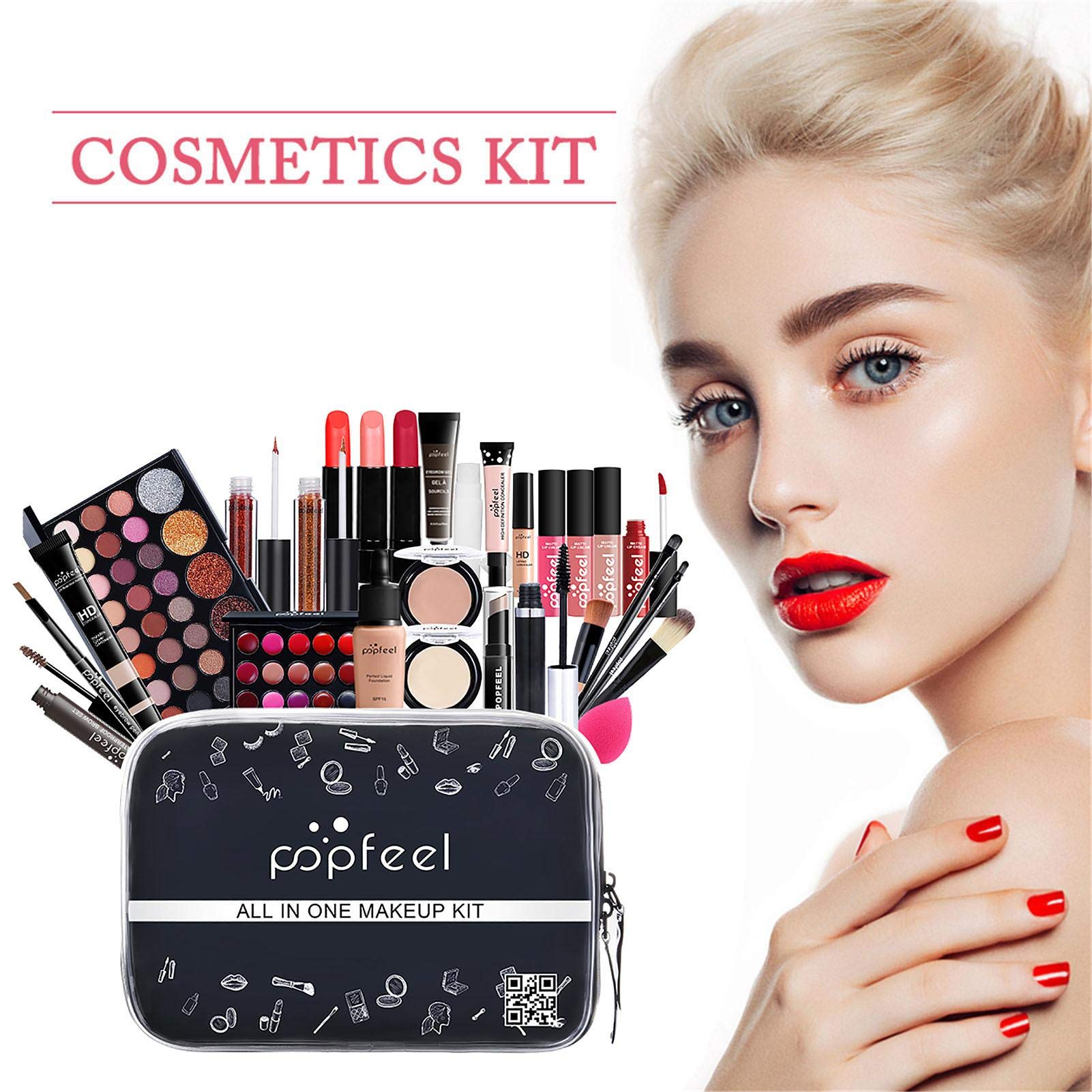 Full Makeup Kit For Women, All-in- Makeup Set, Makeup Gift Set for Girls Makeup Essential Starter Kit Includes Lip Gloss Blush Brush Eyeshadow Foundation
