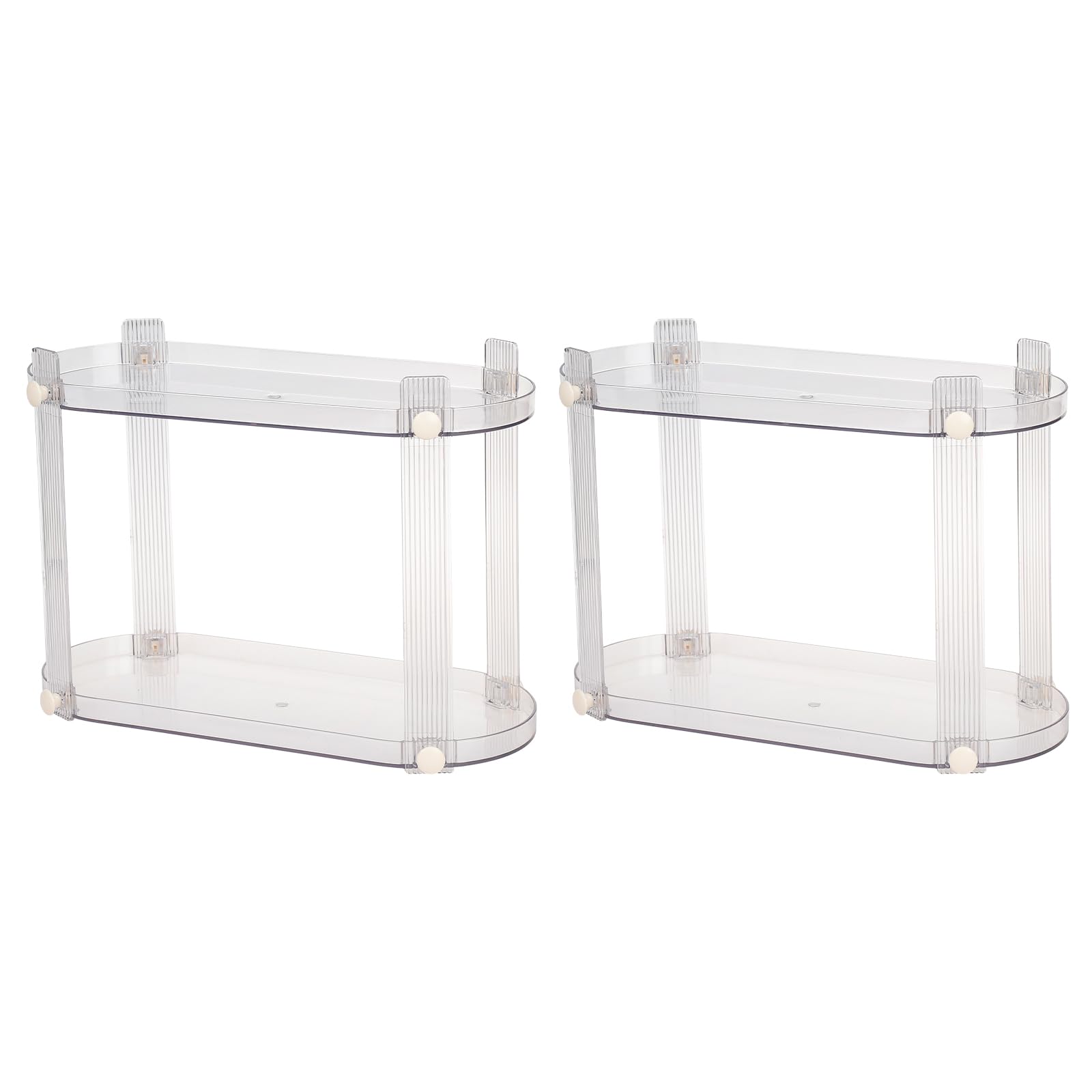 NINEWEEN 2 Pack Makeup Organizer for Vanity, 2 Tiers Bathroom Counter Organizer for Skincare, Cosmetics, Perfume Holder for Corner Storage (Clear)