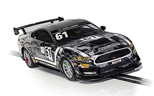 Scalextric Ford Mustang GT4 Academy Motorsport 1:32 Slot Race Car C4221, Black & Gray