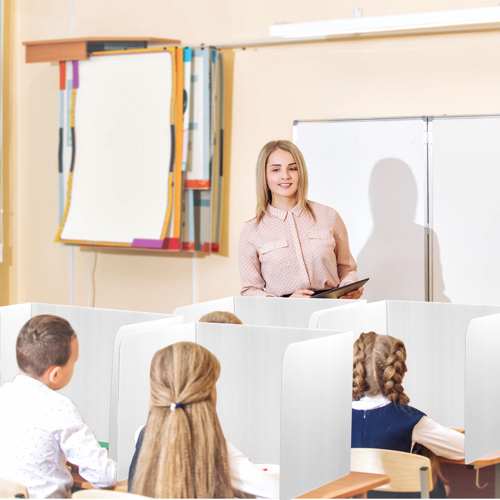 Fainne 40 Pcs Plastic Privacy Boards for Student Desks, DIY Privacy Folders Classroom Test and Desk Dividers Bulk for Sneeze Guard Discourage Cheating Reduces Distractions Shields for School Teacher