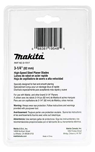 Makita 2 Piece - 3.25" HSS Planer Blades for 3.25" Planers - Fast Cutting for Hard Wood