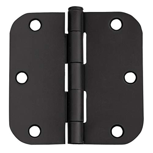 Door Hinges for Interior Doors 3-Pack 3-1/2-inch x 3-1/2-inch, Design House 5/8-inch Radius Steel Door Hinge Door Hardware, Matte Black, 188904