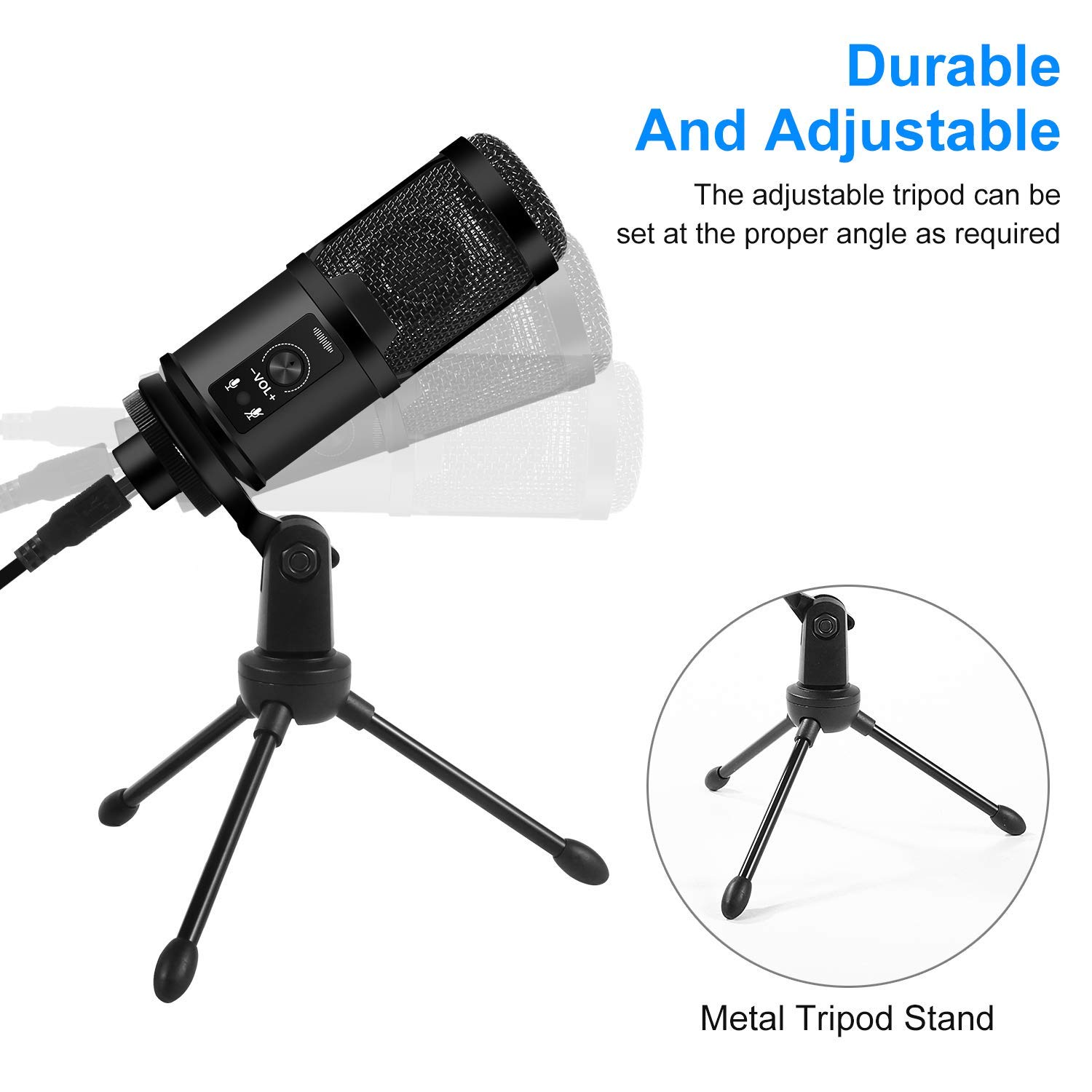 digi marker USB Condenser Microphone, Plug and Play Recording Microphone, Professional Studio Mic Kit Compatible with PC Laptop Mac Windows for Voice Over, Gaming Podcasting, Streaming, YouTube