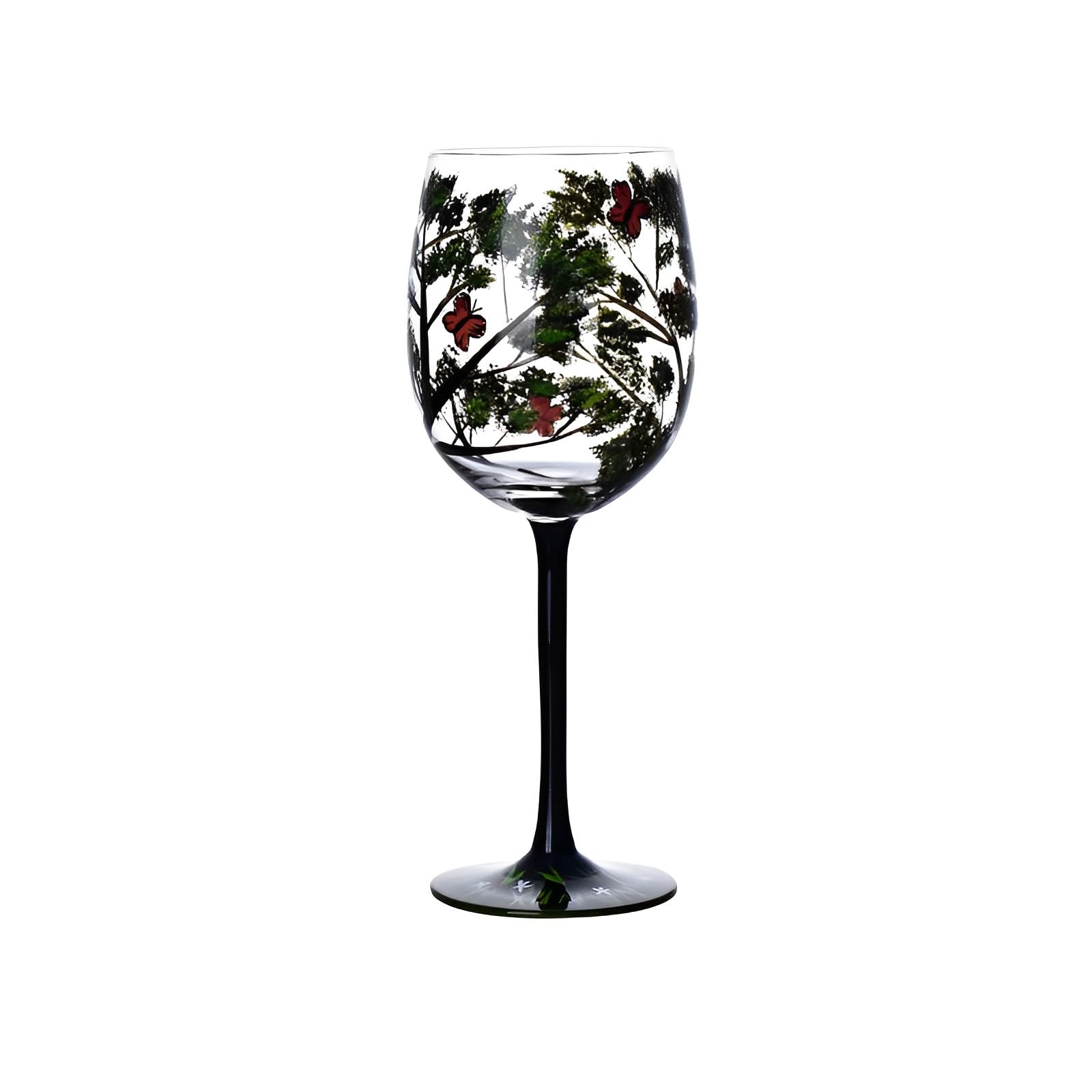 Four Seasons Tree Wine Glasses, Hand Painted Wine Glasses, Unique Anniversary Wedding Christmas Gift (B, L)