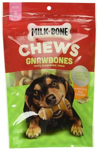 Milk-Bone GnawBones Rawhide Free Dog Chews with Real Chicken, 8 Long-Lasting Mini Dog Treats (Pack of 4)