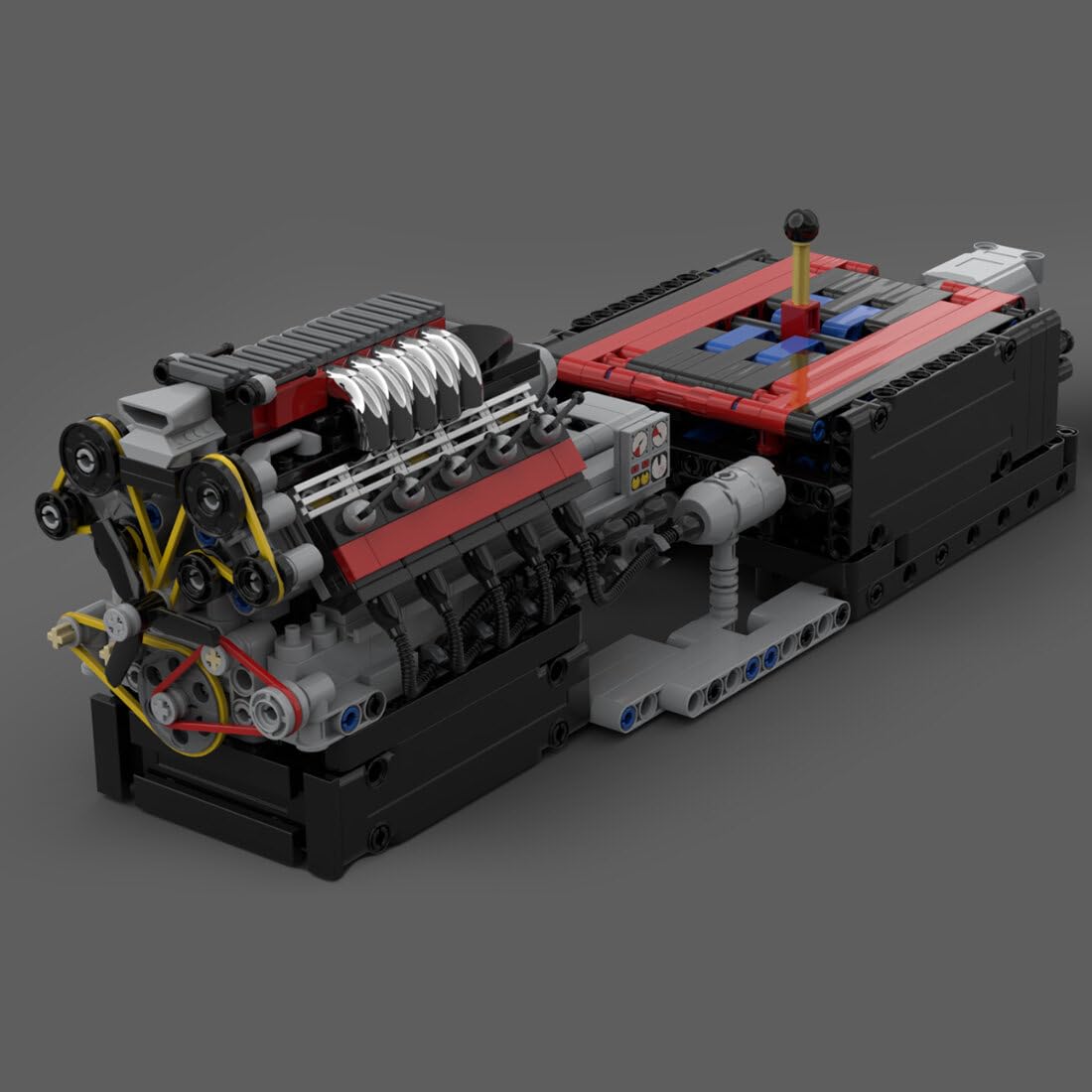 DECI V10 Engine with Gearbox, SOHC Air-Cooled Engine Model Building Blocks Set, Physics Science Experiment Toy, Eductional Gifts for Kids (776PCS)