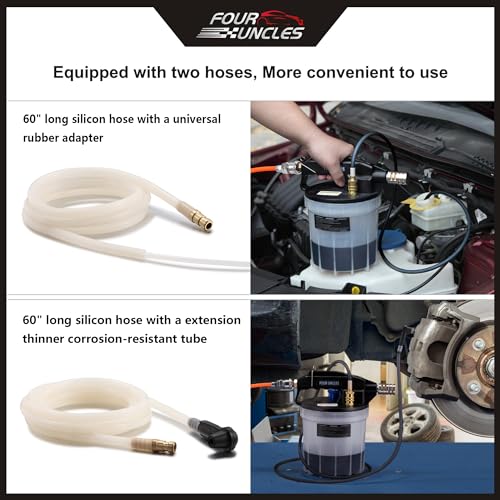 FOUR UNCLES 2L Vacuum Brake Bleeder - Vacuum Brake Bleeder Kit with 2L Brake Fluid Extractor and 1L Refilling Bottle