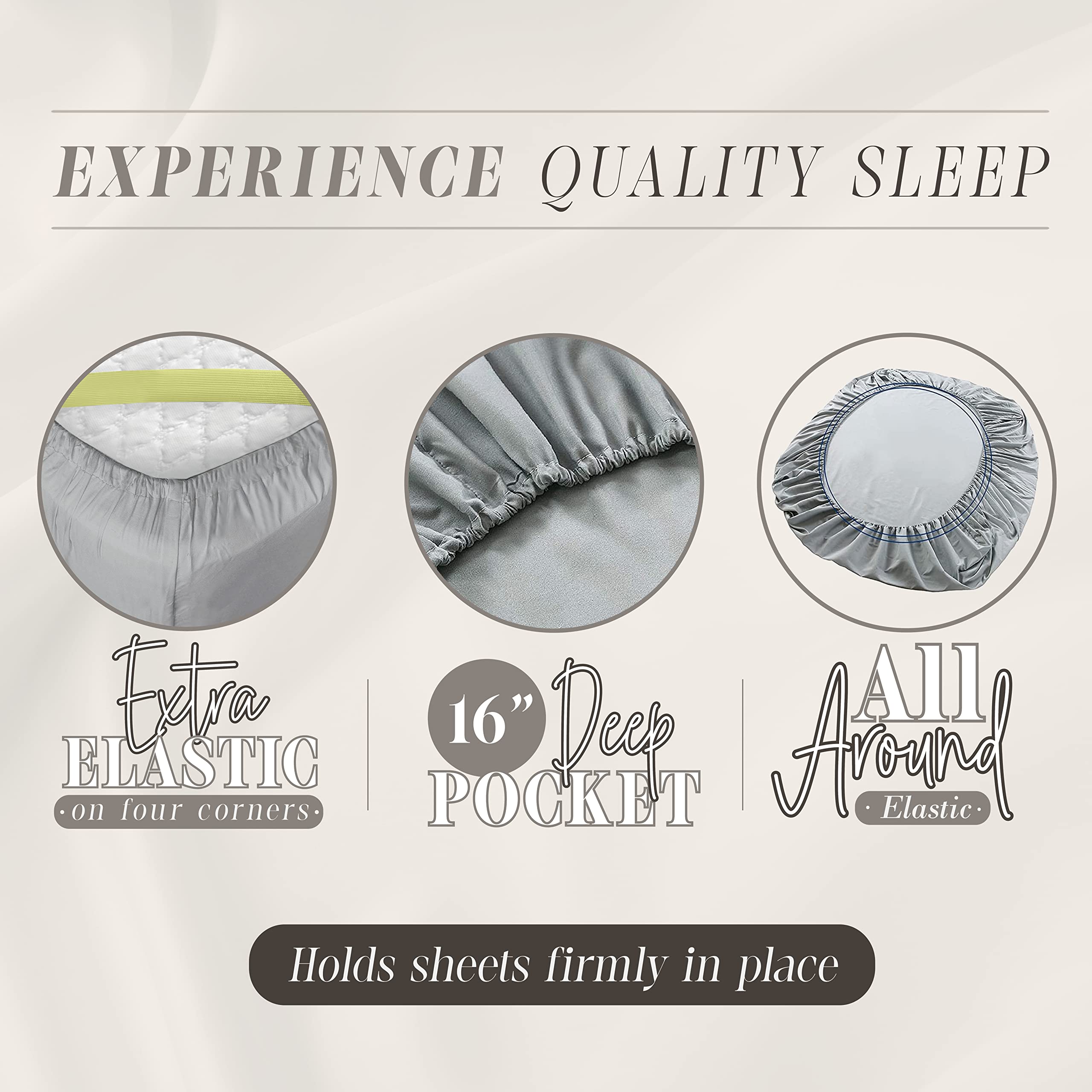 Elegant Comfort Amelia Paisley Printed 6-Piece Sheet Set, Deep Pocket 1500 Thread Count, Fade, Stain, and Wrinkle Resistant, Fitted Sheets with Smart Pockets, Paisley Sheet Set, King, Latte Taupe