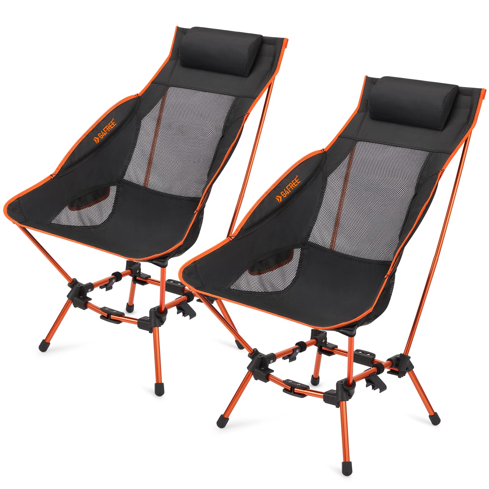 G4Free 2Pcs Folding Camp Chair High Back Lightweight Camping Chair Portable Camping Table Aluminum Folding Table