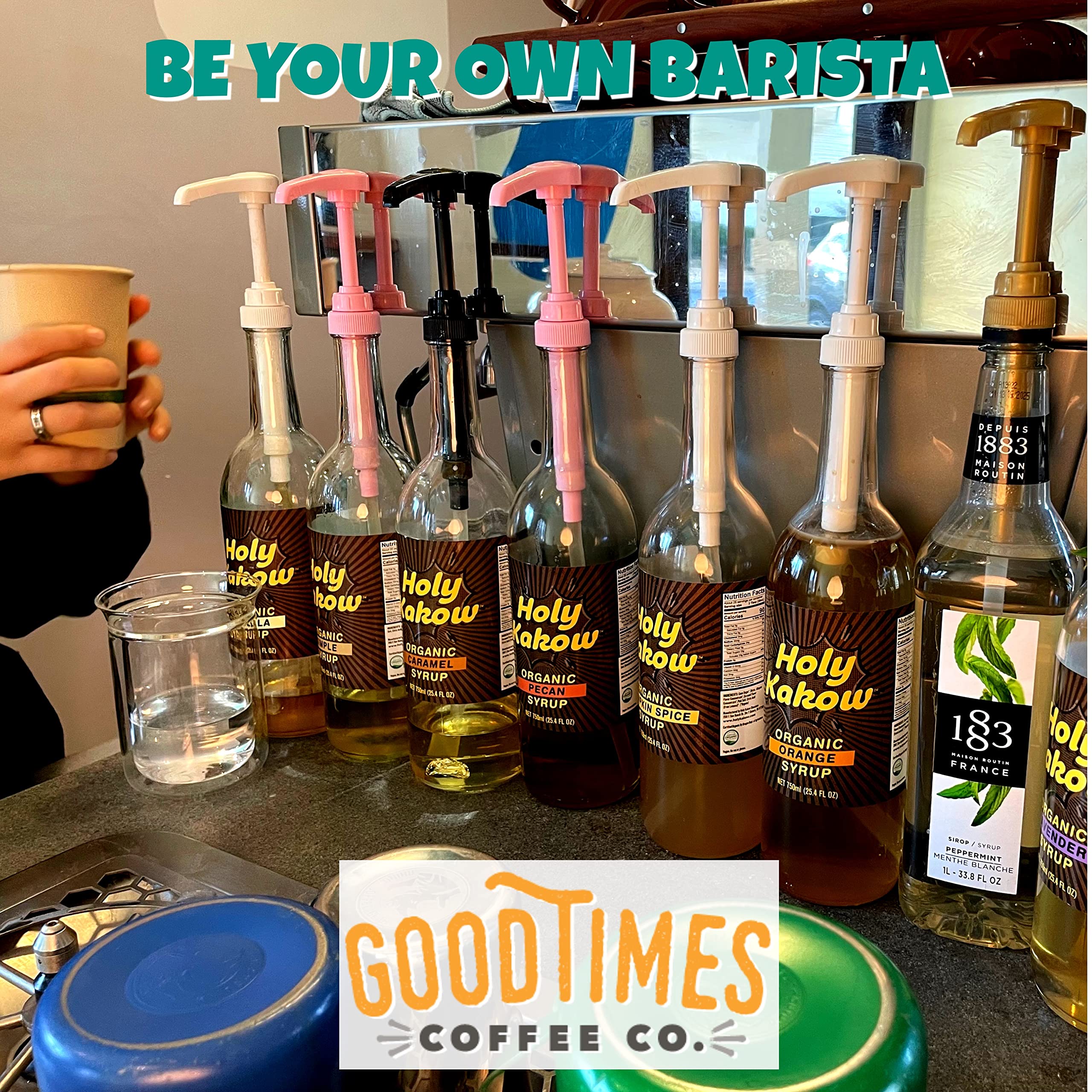 Gold Coffee Syrup Pump for 750ml Bottles (Pack of 1) | Fits Torani, (Monin 1 Liter Plastic Bottle Only), DaVinci, Jordan's Skinny, and Upouria