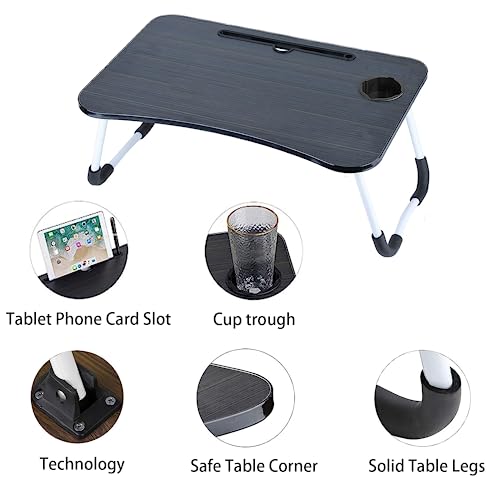 RIYONHO Lap Desk Folding Table Laptop Desk Portable Foldable Bed Table 19Inch Laptop Lap Desk Tray Table for Working Studying, Eating, and Movies(Black)