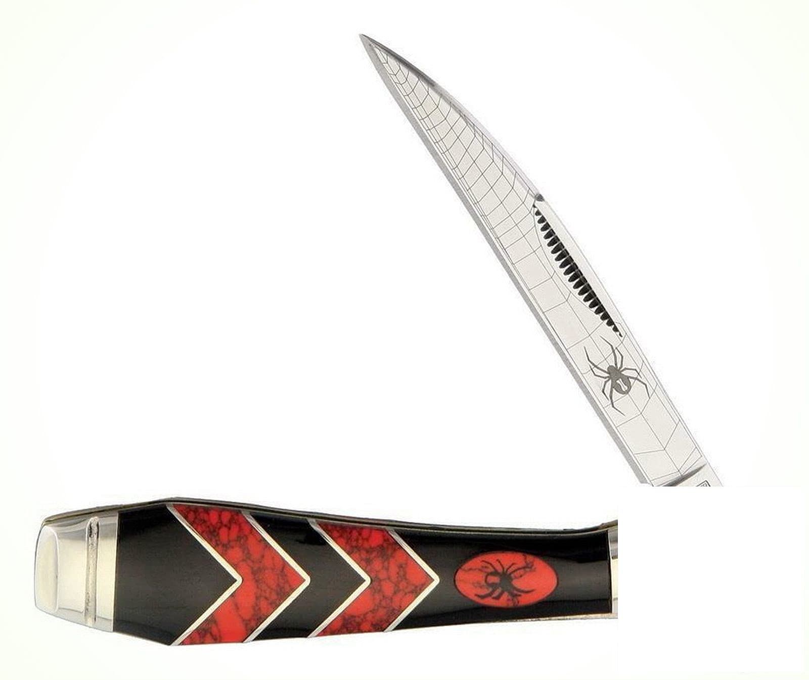 Rough Rider Red & Black Widow Spider Handle Folding Wharncliffe Blade Knife