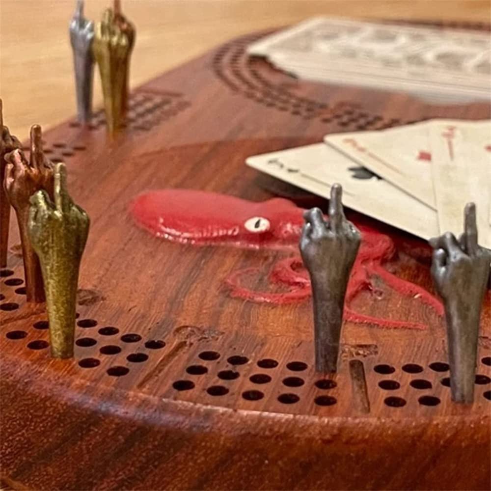 Funny Cribbage Board Pegs Middle Finger,9 Pieces Resin Crib Nails Crib Board Nails for 1/8 Hole Toy Game Accessories with Drawstring Storage Bag for Crib Traditional Board Games.