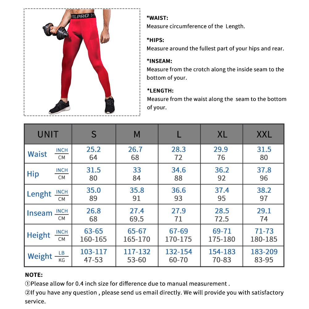 EARGFM Men's Athletic Compression Active Elastic Workout Running Cool Dry Base Layer Pockets Pants, 3 Pack #Red+white+black, Small