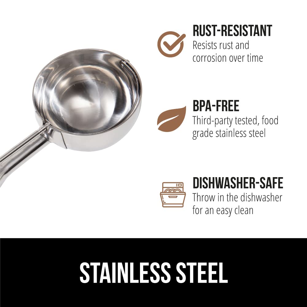 Gorilla Grip Stainless Steel Multipurpose BPA-Free Spring Scoop, 2 TBSP, Melon Ballers, Cookie Dough Scoops, Perfect Portion Sizes, Easy Squeeze and Clean Release, Scooper Size 30, Mint
