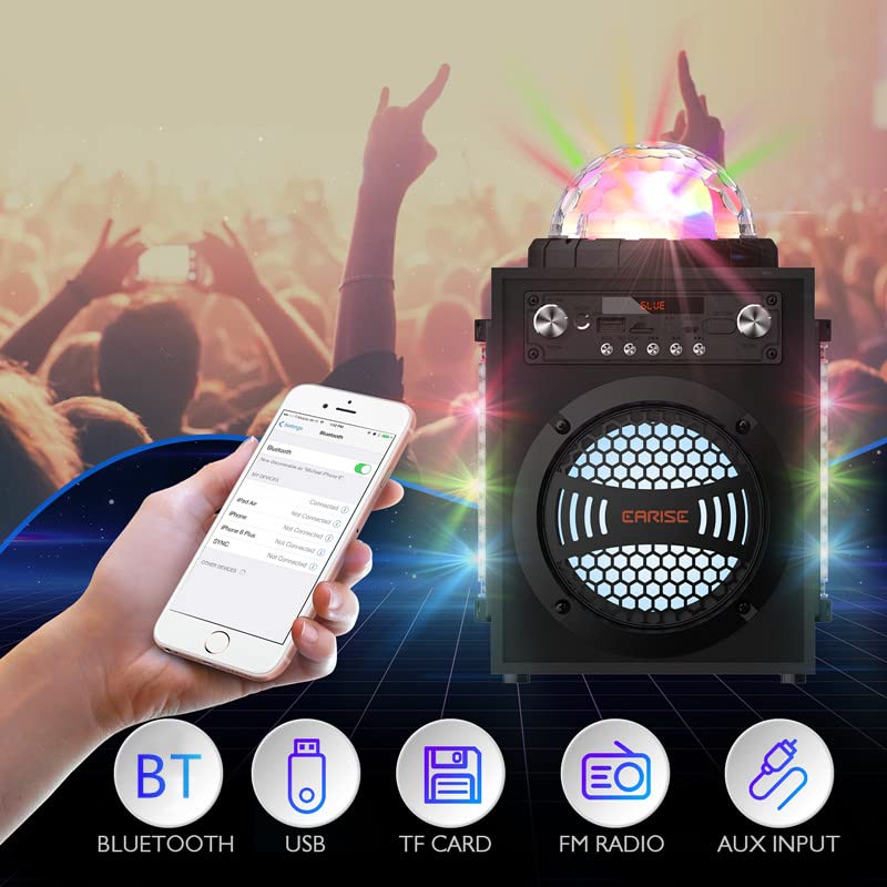 EARISE T12 PRO Karaoke Machine with 2 Microphones, Karaoke System with LED Lights, Portable PA System Bluetooth Speaker for Adults & Kids, 3 Microphone Inputs
