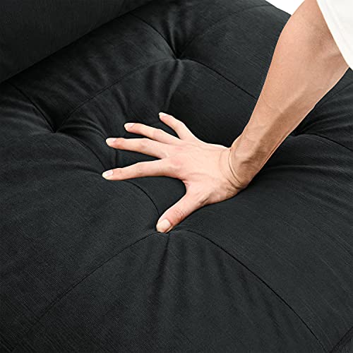 Melpomene U Shape Sectional Sofa DIY Sofa Combination,Includes Two Single Chair ,Two Corner and Two Ottoman(Black, Velvet+Two Single Chair)