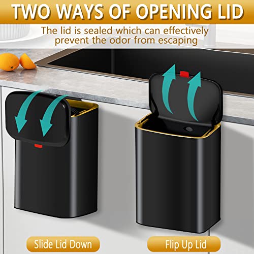WAYCOM 2.1 Gal Compost Bin Kitchen for Counter Top or Under Sink,Compost Bin Stainless Steel Hanging Compost Bin with Lid for Cupboard/Bathroom/Bedroom/Office,Indoor Compost Bucket