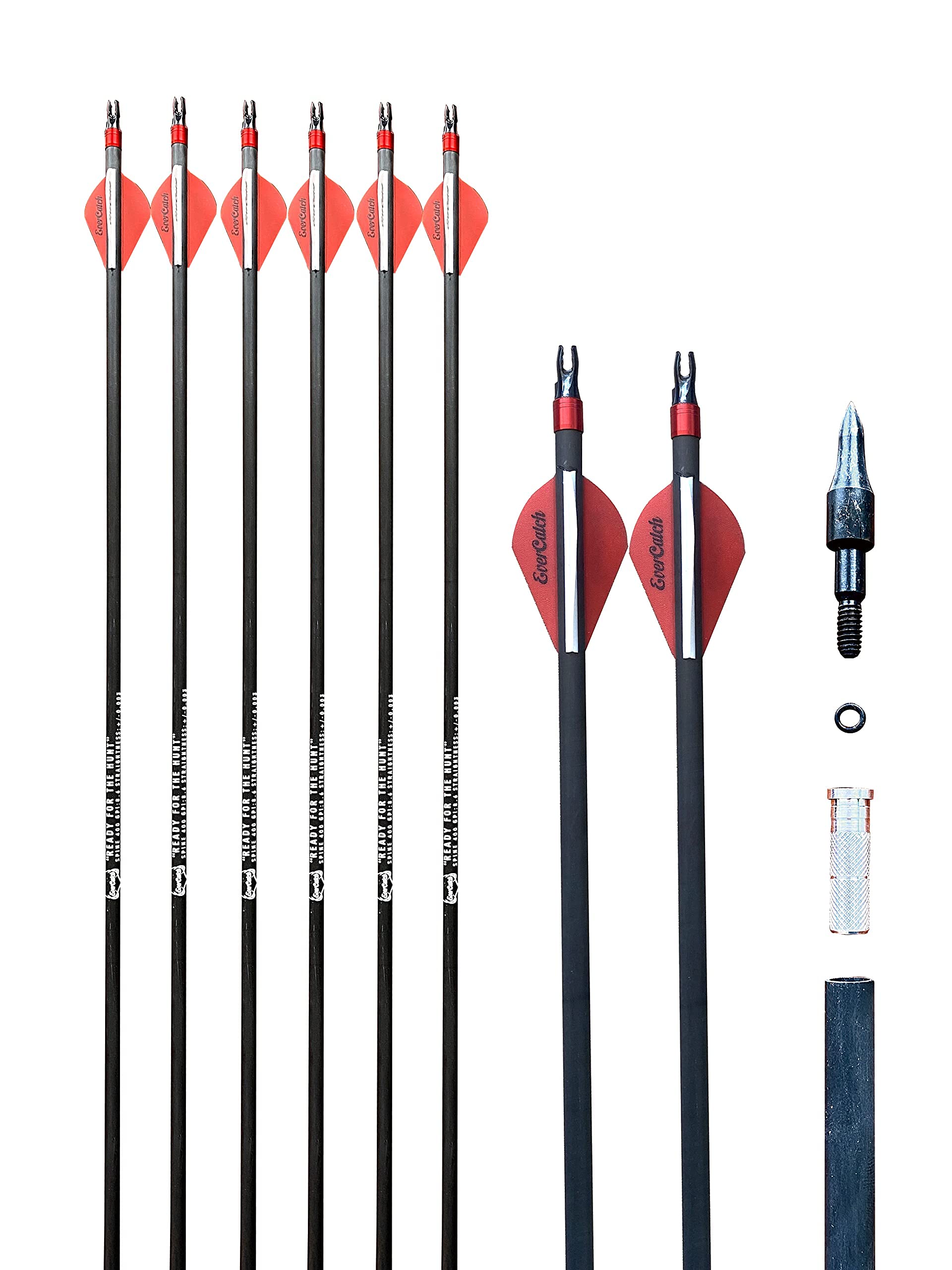 evercatch Carbon Archery Arrows Spine 340/400 with Removable Tips Arrows for Compound Bow (Spine 400)