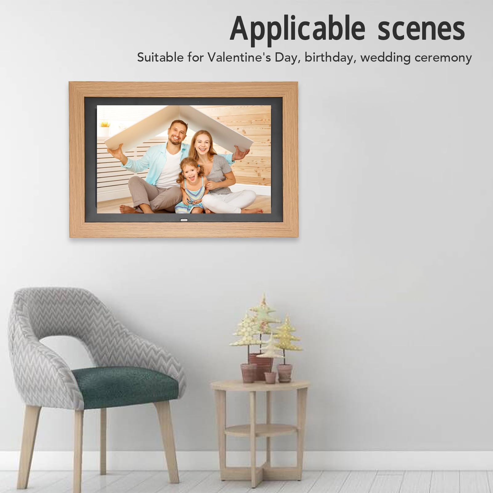 Electronic Photo Album, Digital Photo Frame Lightweight LED Screen 1024x600 100β240V with Stereo Speaker for Birthday (US Plug)