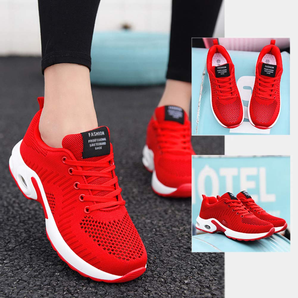 FLARUT Running Shoes Womens Lightweight Fashion Soprt Sneakers Casual Walking Athletic Non Slip(Red, EU39)