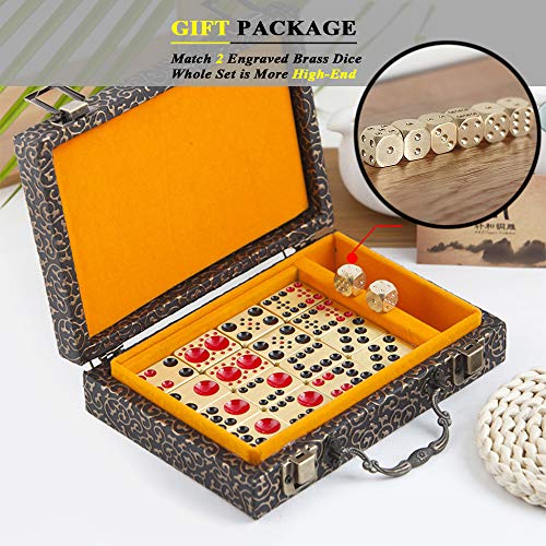 GAMONE Professional Creative Styling Brass Carved Pai Gow Material Drawing Process Dominoes Family Casino Game Appliances (Color : Preto)
