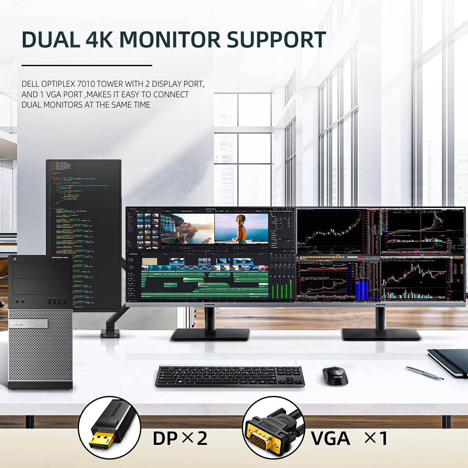 Dell OptiPlex 7010 Tower Computers PC and 24 Inch Monitor Bundle,Intel i7 3.4GHz, 32GB Ram New 512GB SSD,Intel AC7260 Built WiFi Bluetooth,Refurbished Desktop Computers,Windows 10 Pro (Renewed) Black