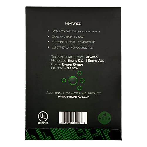 Kritical Thermal Pads - Extreme Conductivity (20 W/mK) - Designed specifically for GPU, CPU and Other microelectronic (2.25 mm)